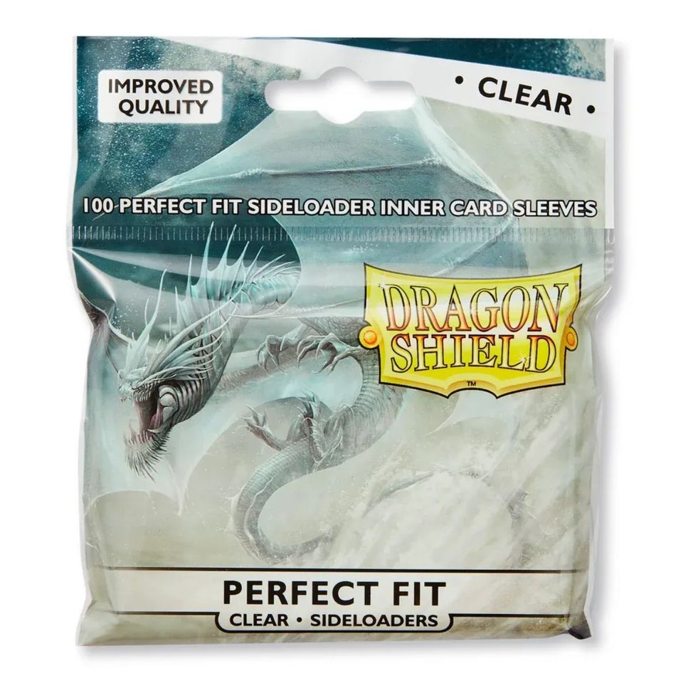 Dragon Shield Standard Perfect Fit Sideloading Sleeves - Clear / Clear ...