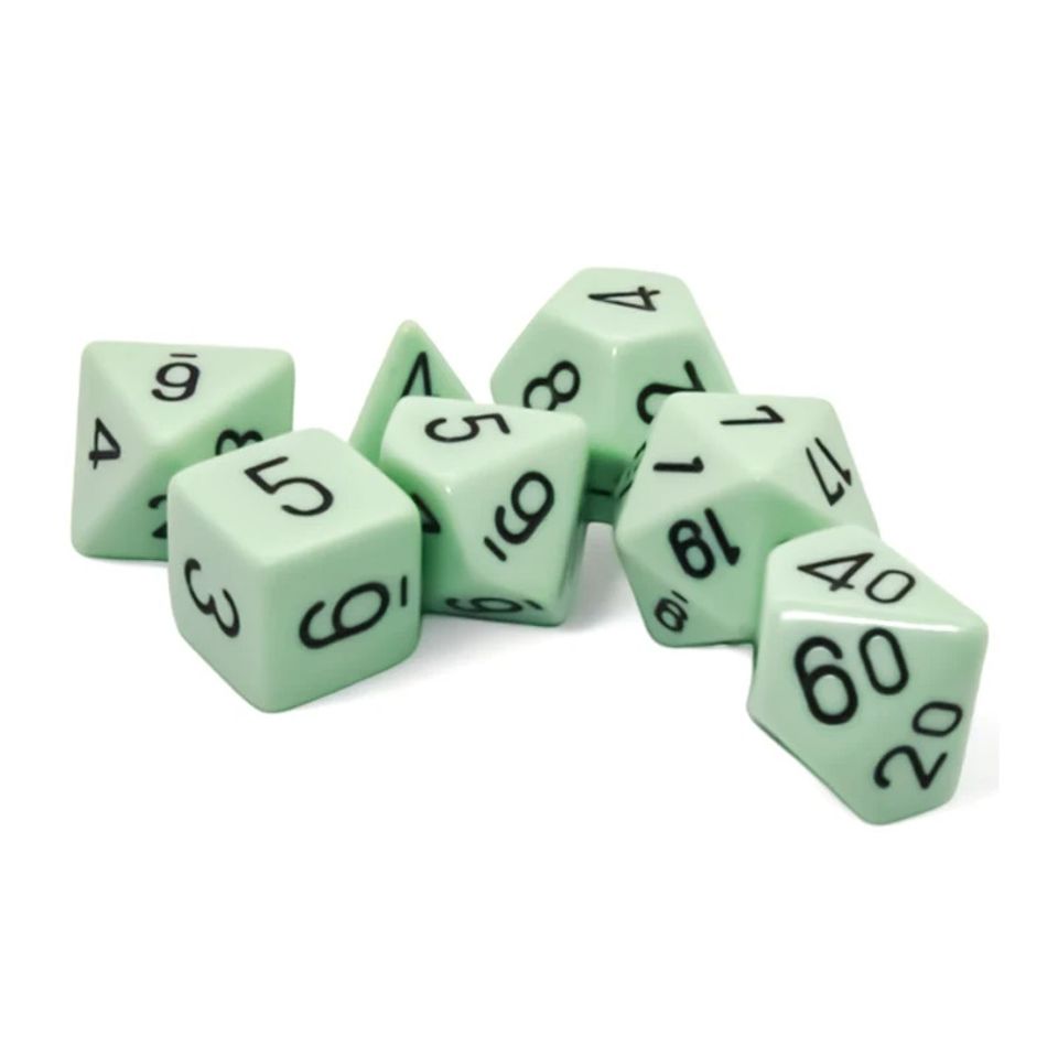 Zaruri Chessex Opaque - Pastel Green & Black (Set de 7) - Krit.ro