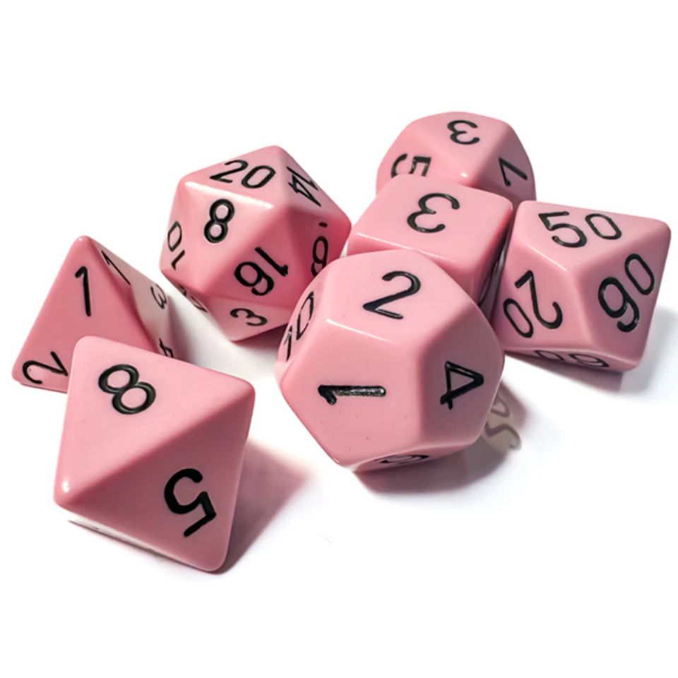 Zaruri Chessex Opaque - Pastel Pink & Black (Set de 7) - Krit.ro