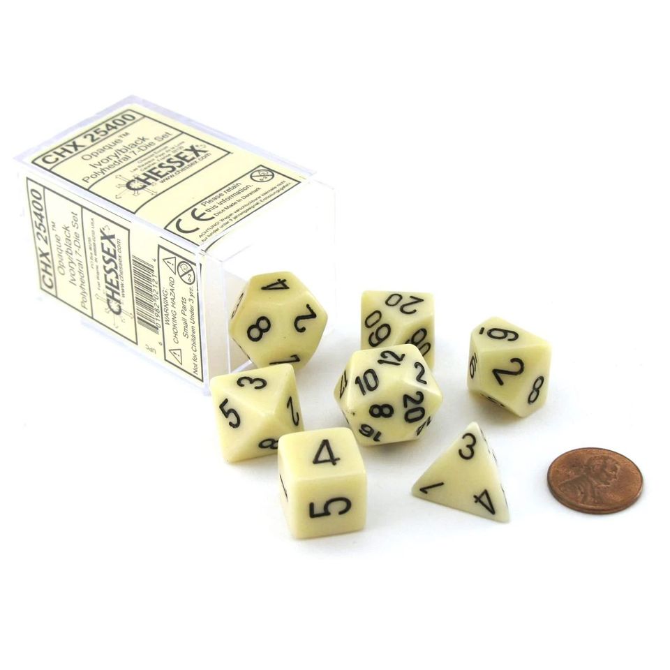 Zaruri Chessex Opaque - Ivory & Black (Set de 7) - Krit.ro
